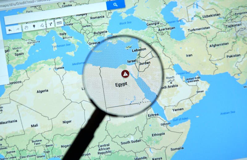 Egypte op Google Maps redactionele stock afbeelding. Image of kaïro ...
