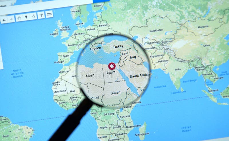 Egypte op Google Maps redactionele stock afbeelding. Afbeelding ...