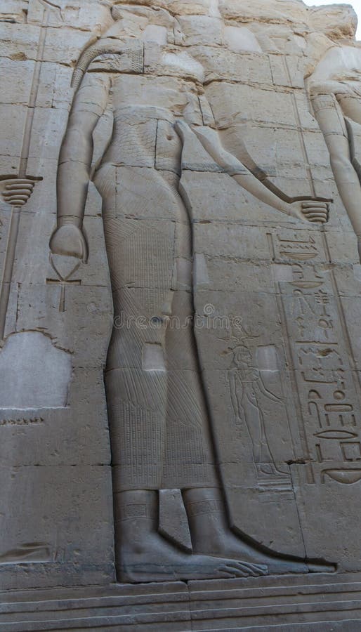 Egyptian Ancient Temple Engravings on Stock Image - Image of ancient ...