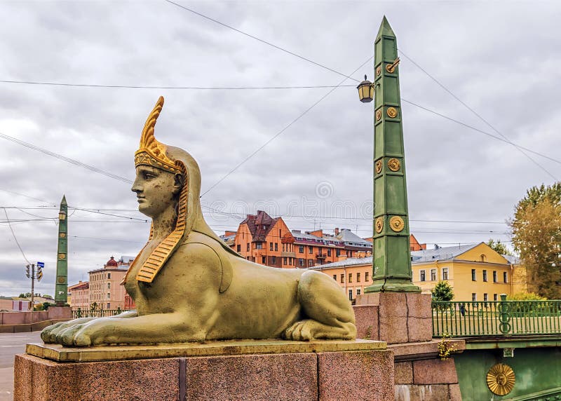 Egyptian Bridge in St. Petersburg Stock Image - Image of egyptian ...