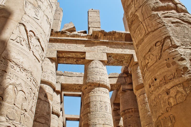 Egyptian Columns with Hieroglyphs Stock Photo - Image of egypt, temple ...