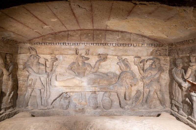 Egyptian Decorations on a Wall in a Burial Stock Image - Image of flat ...