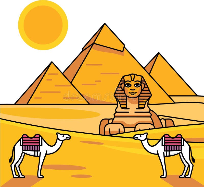 Egyptian Sphinx Flat Cartoon Vector Illustration Stock Illustrations ...