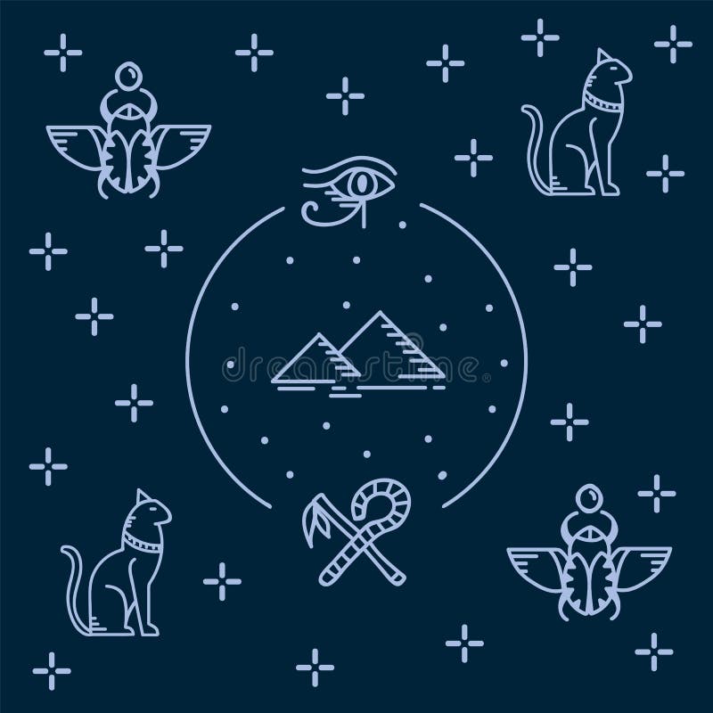 Egyptian Elements. Illustrations with Symbols of the Ancient World of ...