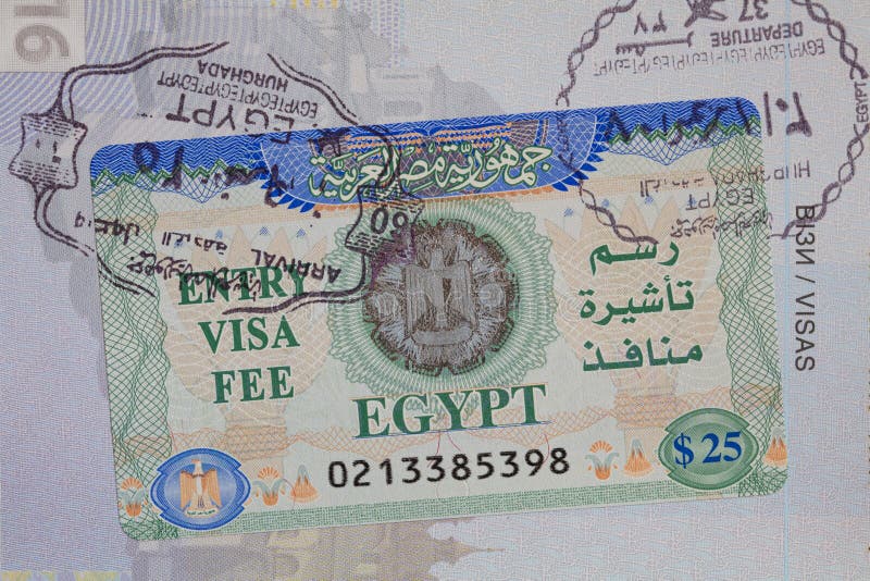 Egyptian Entry Visa with Stamp on Passport Stock Image - Image of ...