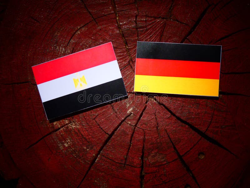 Egyptian Flag with German Flag on a Tree Stump Stock Image - Image of ...