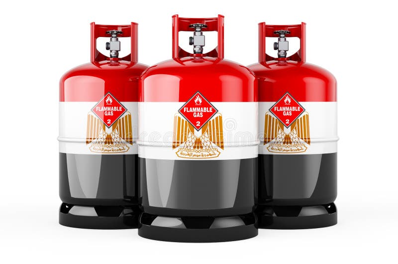 Egyptian Flag Painted on the Propane Cylinders with Compressed Gas, 3D ...
