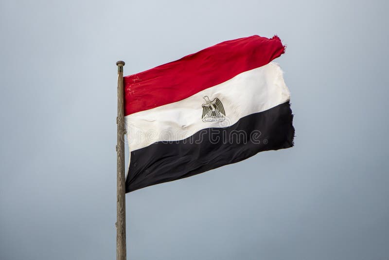 Egyptian Flag Waving in the Sky Stock Photo - Image of flag, waving ...