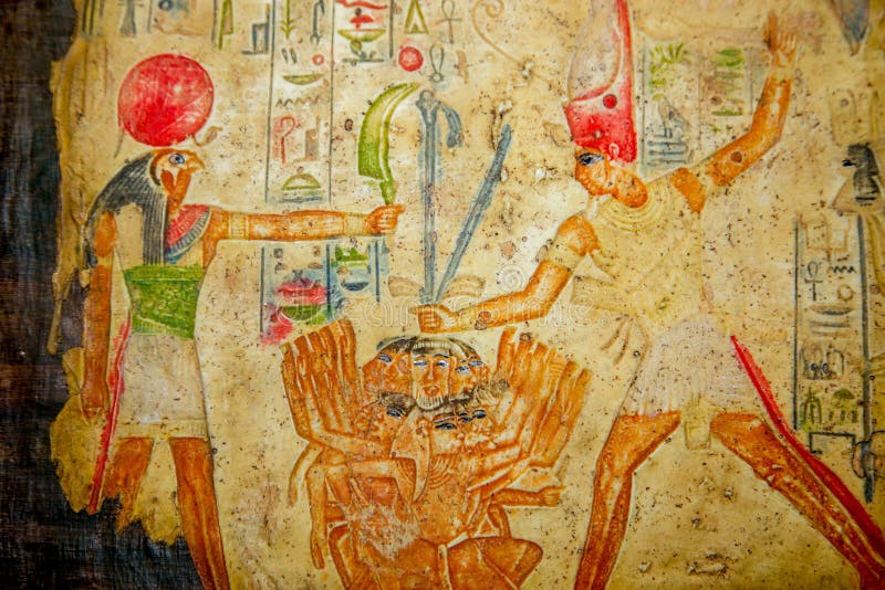 Egyptian Hand Painting on Papyrus Stock Image - Image of calligraphy ...