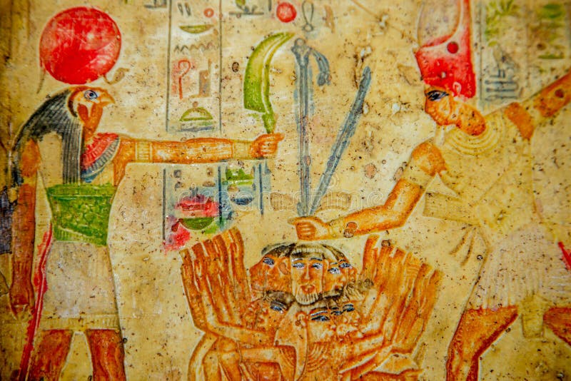 Egyptian Hand Painting on Papyrus Stock Image - Image of ornament, aged ...