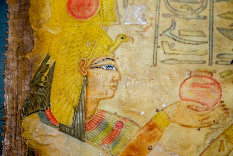 Egyptian Hand Painting on Papyrus Stock Image - Image of calligraphy ...