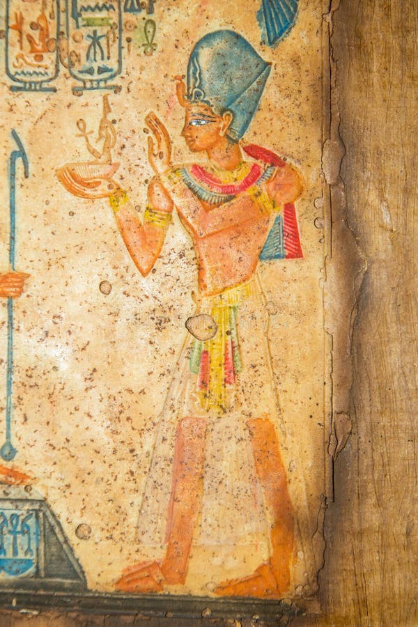 Egyptian Hand Painting on Papyrus Stock Image - Image of calligraphy ...