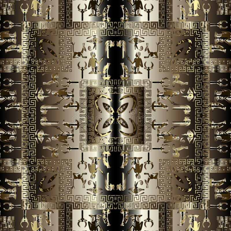 Egyptian Hieroglyphs 3d Seamless Pattern. Textured Background. Vector ...