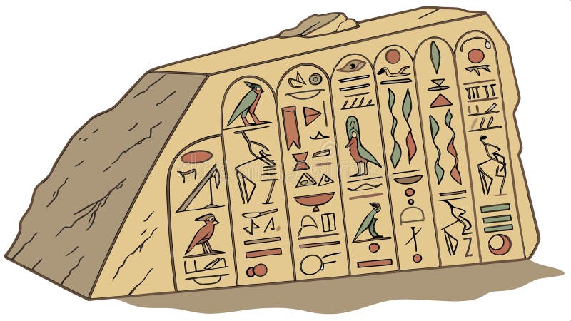 Egyptian Hieroglyphs Stone, Ancient Script Art, Vector Design ...