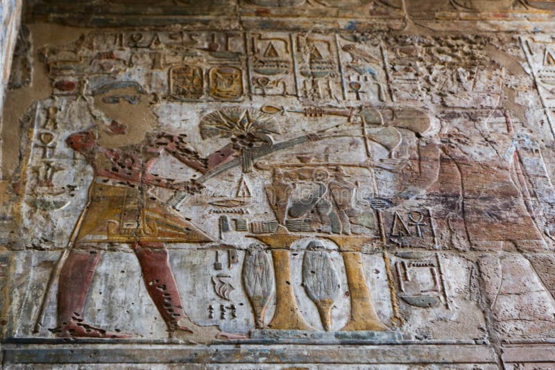 Egyptian Inscriptions at Temple - Egypt Stock Photo - Image of decor ...