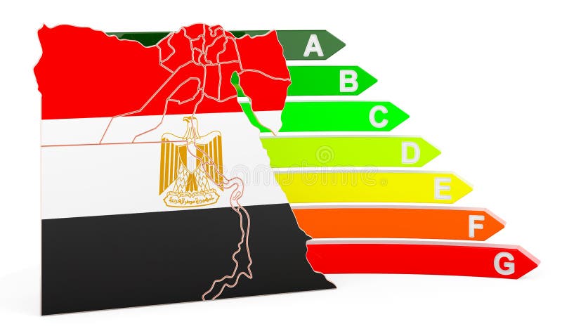 Egyptian Map with Energy Efficiency Rating, 3D Rendering Stock ...