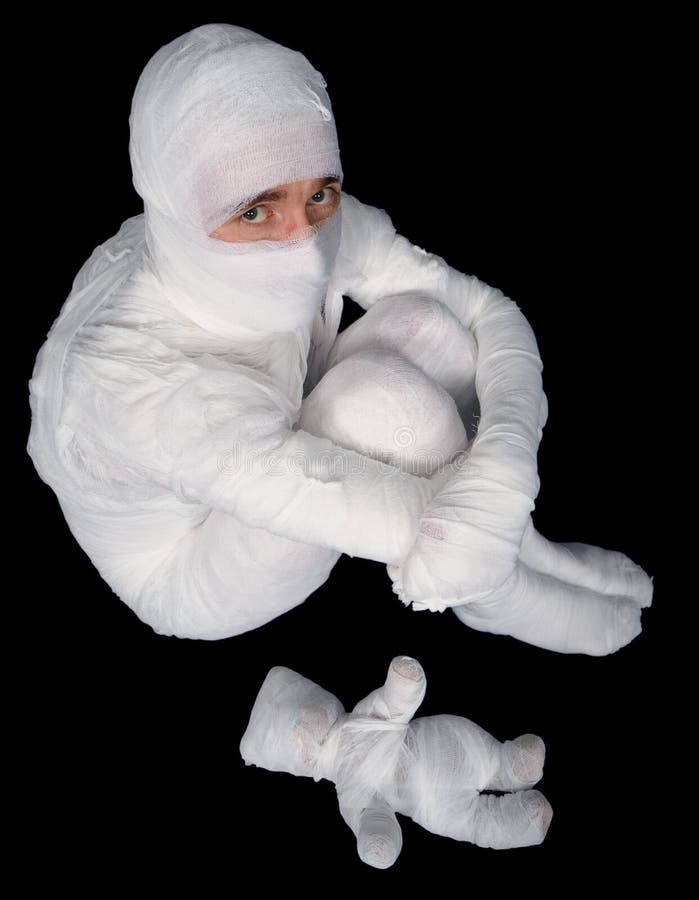 Egyptian Mummy Emo Sitting on a Black Stock Photo - Image of cartoon ...
