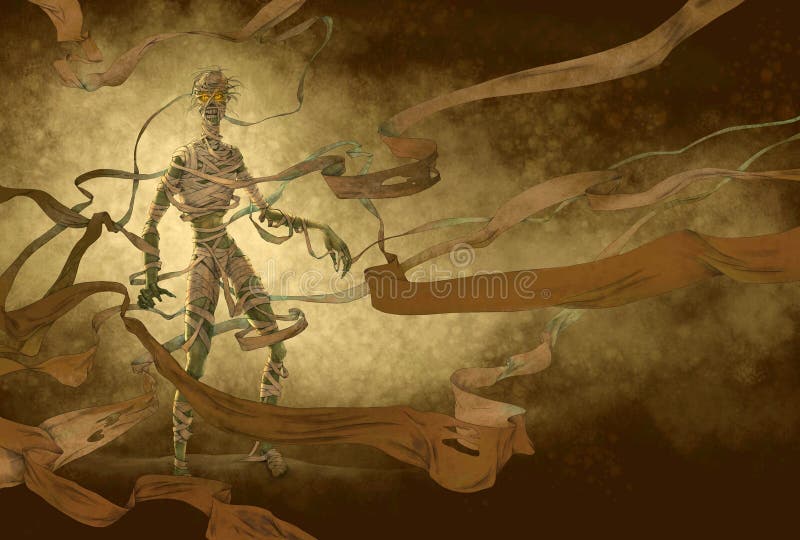 Cursed Mummy with Spooky Smiling Face, Vector Illustration Stock Vector - Illustration of horror ...