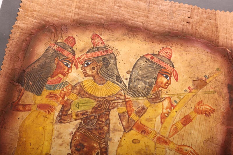 Egyptian Painting on Papyrus Stock Illustration - Illustration of ...