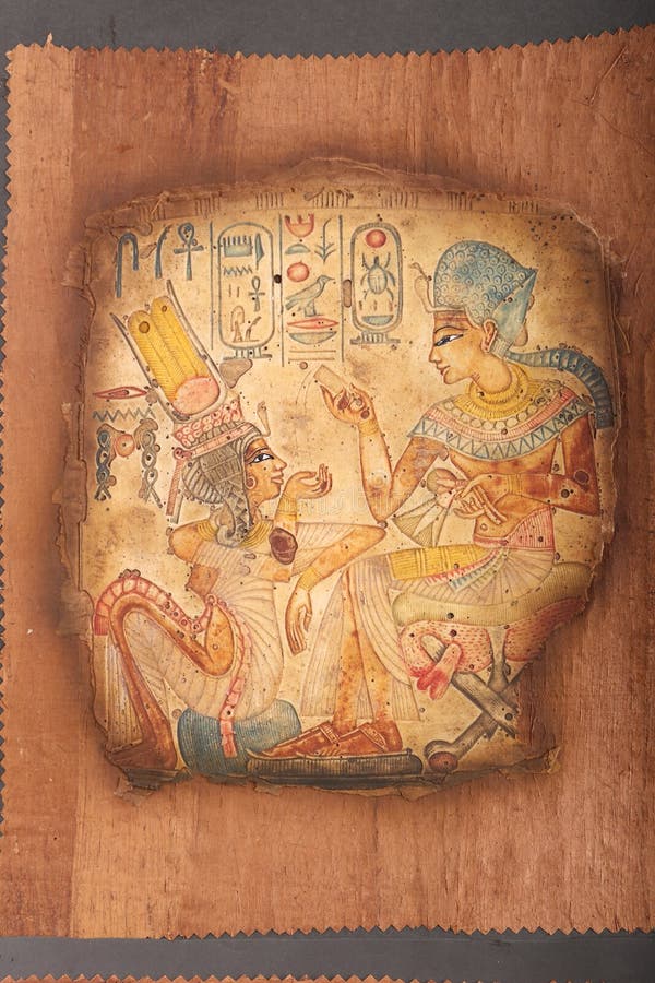 Egyptian Painting on Papyrus Stock Image - Image of artistic, aged ...