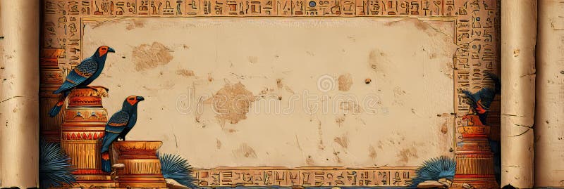 Egyptian Papyrus Stylized Background Border Frame with Ancient ...