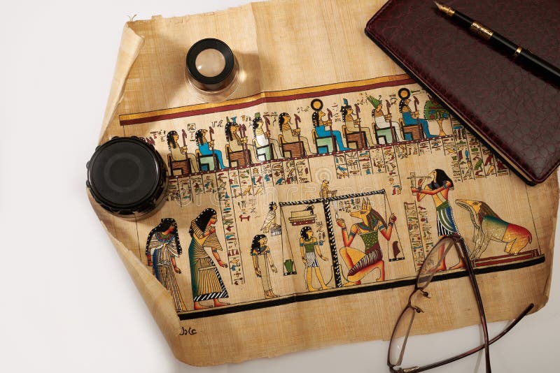 Egyptian Papyrus Unfolded on the Table Stock Photo - Image of culture ...