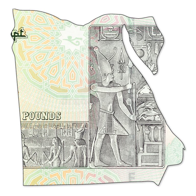 20 Egyptian Pound Bank Note Full Frame Reverse in Shape of Egypt Stock ...