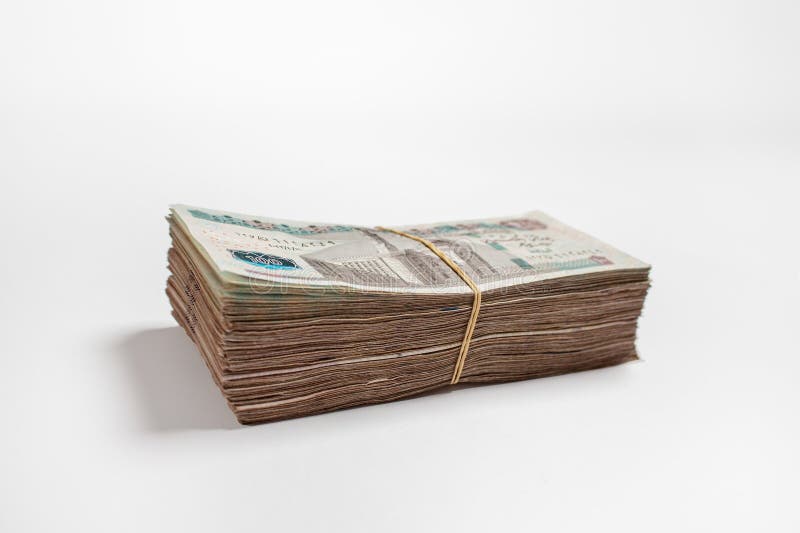 Egyptian 100 Pound Currency Bundles on White Background Stock Photo ...