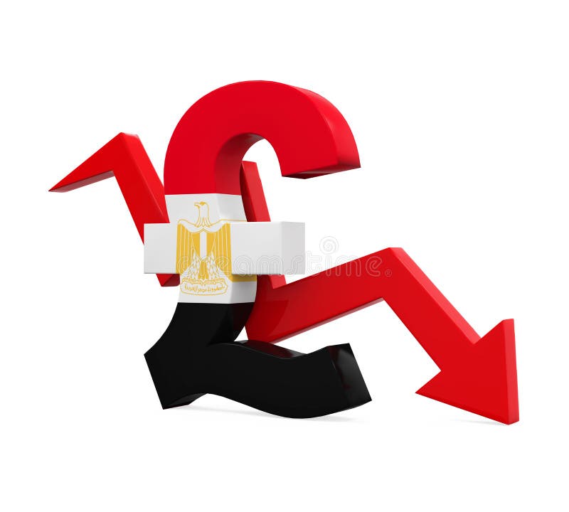 Egyptian Pound Symbol and Red Arrow Stock Illustration - Illustration ...