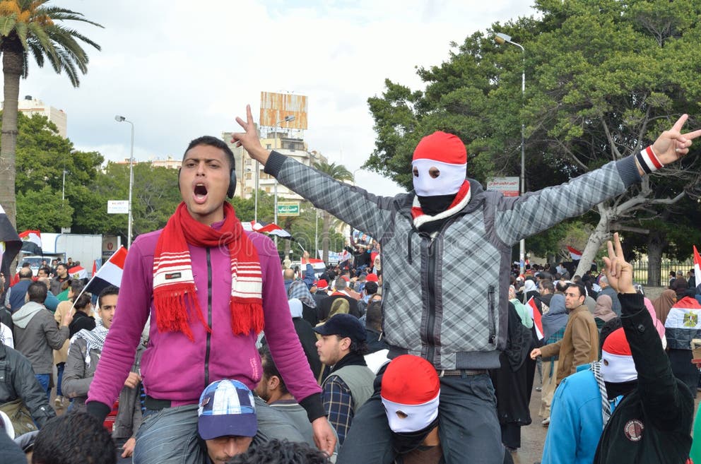 Egyptian Protestor Flash Victory Sign Editorial Photography - Image of ...