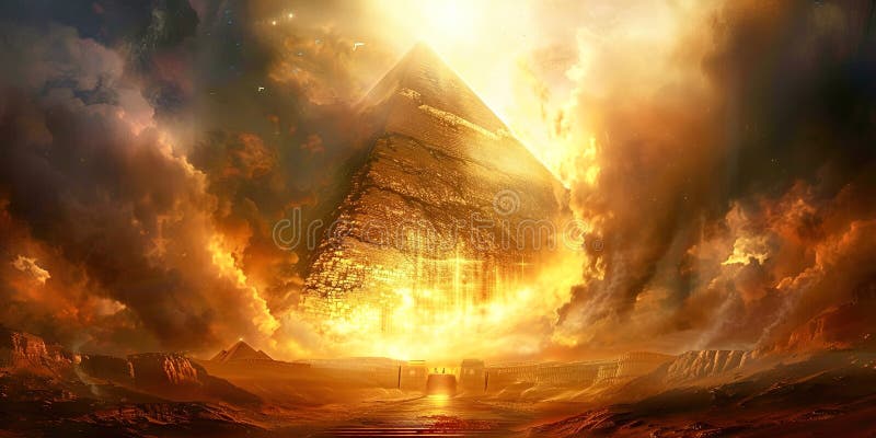 Egyptian pyramid in haze stock illustration. Illustration of landscape ...