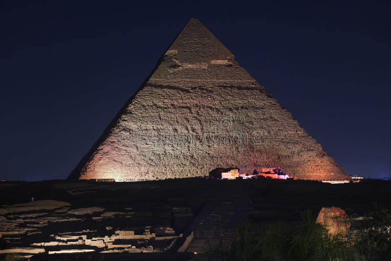 Egyptian Pyramid in a Magical Night Illuminated by Mysterious Multi ...