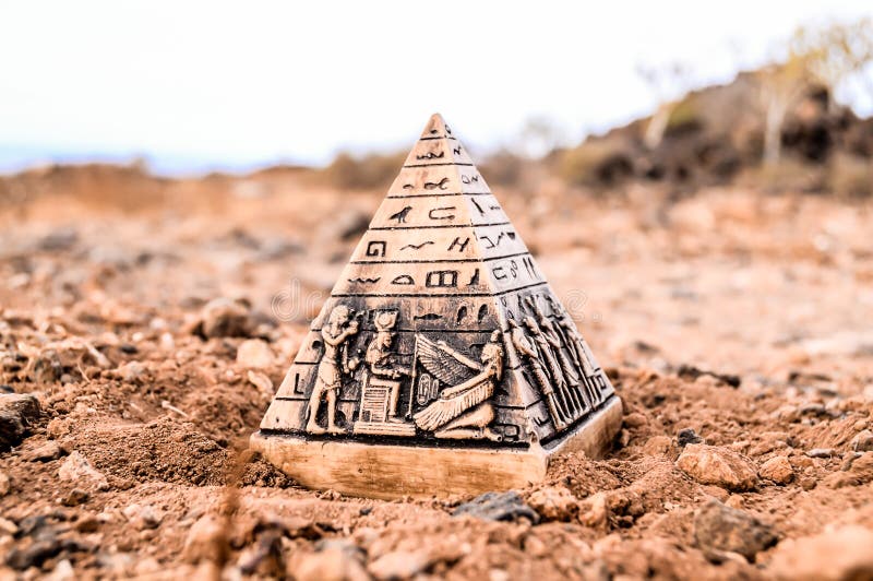 Egyptian Pyramid Model Miniature Stock Photo - Image of camel, beach ...