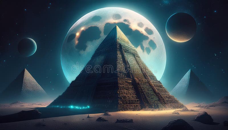 Egyptian pyramid with moon stock illustration. Illustration of dome ...