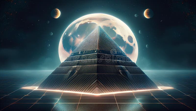 Egyptian pyramid with moon stock illustration. Illustration of suitable ...