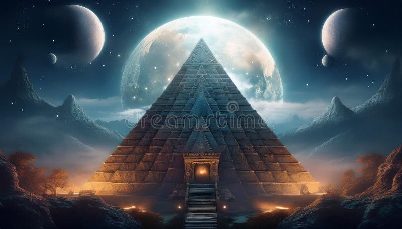 Egyptian pyramid with moon stock illustration. Illustration of pyramid ...