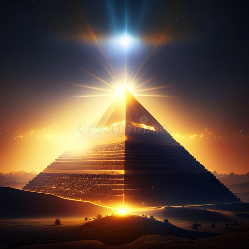 Egyptian Pyramid at Sunset. 3d Rendering. Computer Digital Drawing ...