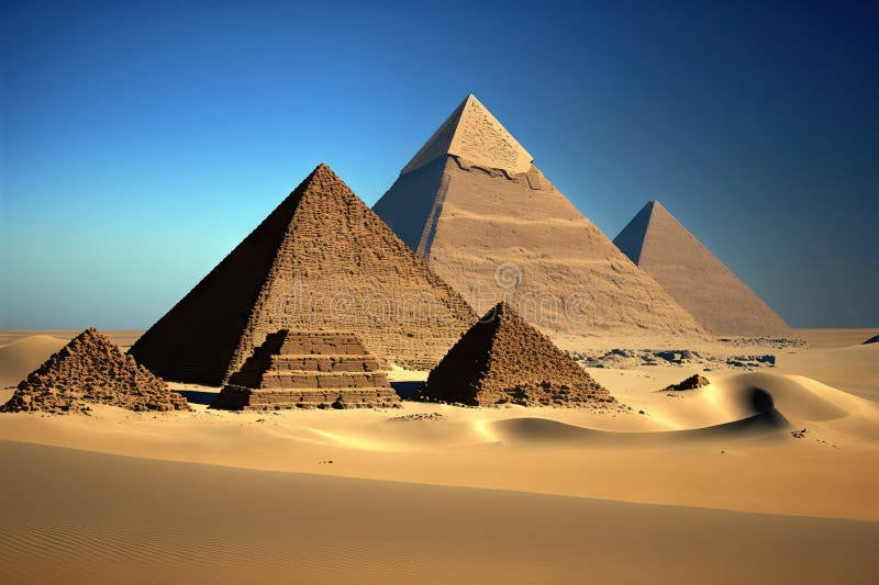 Egyptian Pyramids with a Clear Sky in a Region of Sand Stock ...