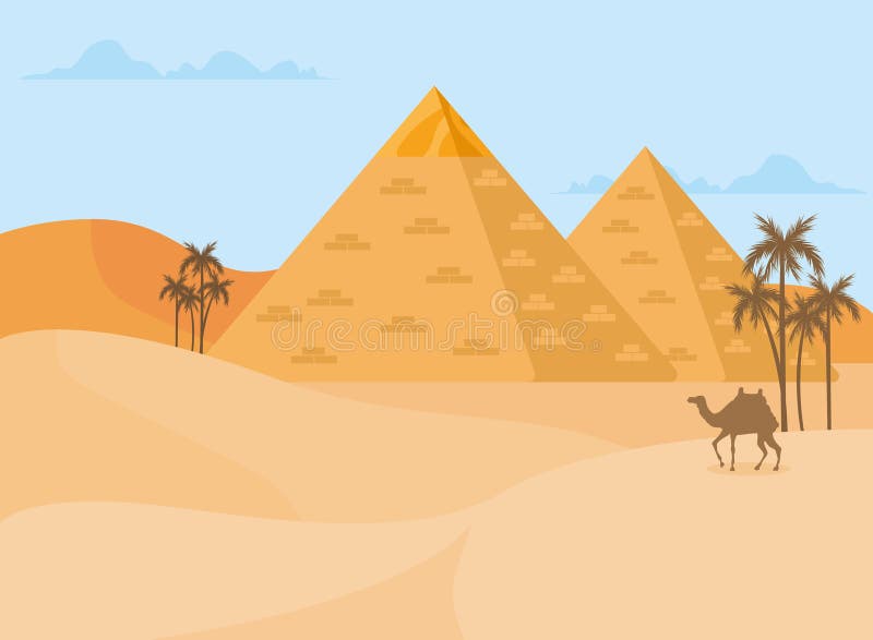 Egyptian Pyramids in Desert Stock Vector - Illustration of egyptian ...