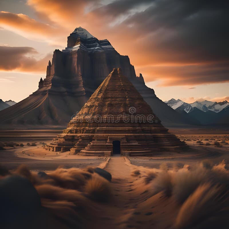 Egyptian Pyramids in the Desert at Sunset. Generative Ai Stock ...
