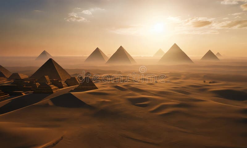 Egyptian Pyramids in Giza at Sunset AI Stock Footage - Video of giza ...