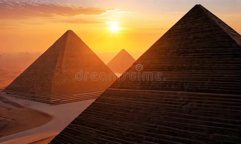 Egyptian Pyramids in Giza at Sunset AI Stock Video - Video of giza ...