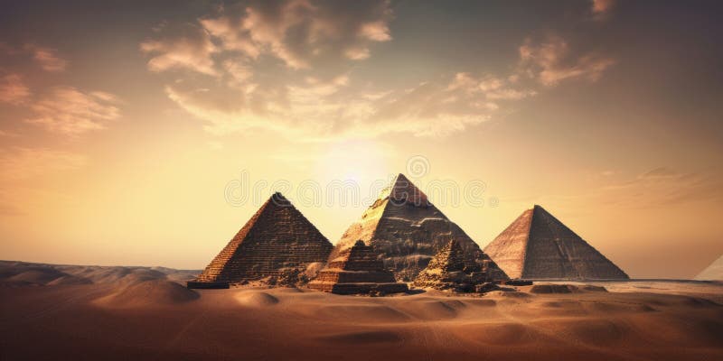 Egyptian Pyramids Landscape Stock Illustration - Illustration of yellow ...