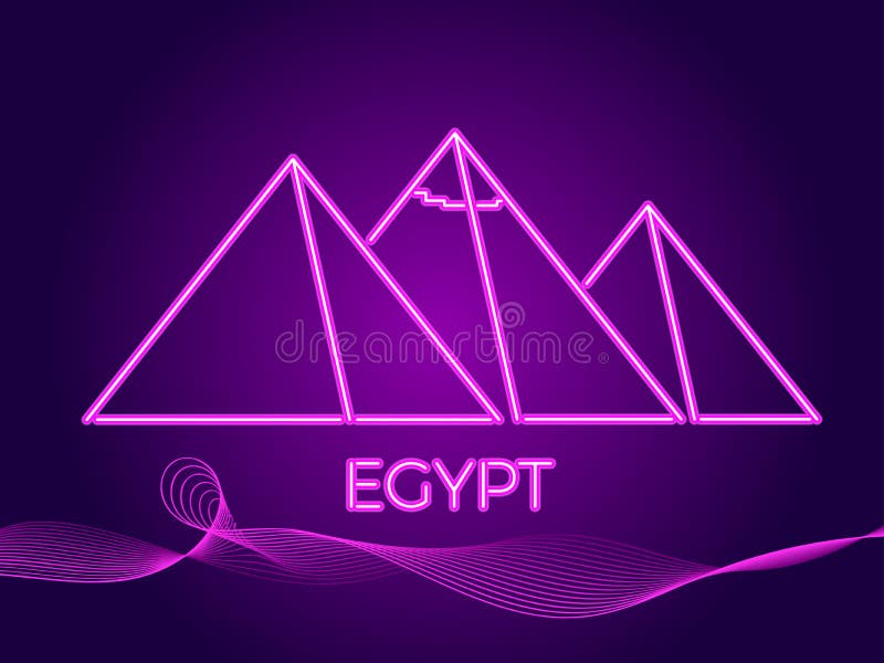 Egyptian Pyramids of Neon. Icon in the Style of 80`s Stock Vector ...