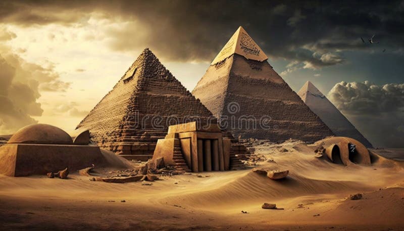 Egyptian Pyramids of Pharaoh. Generative AI Stock Illustration ...
