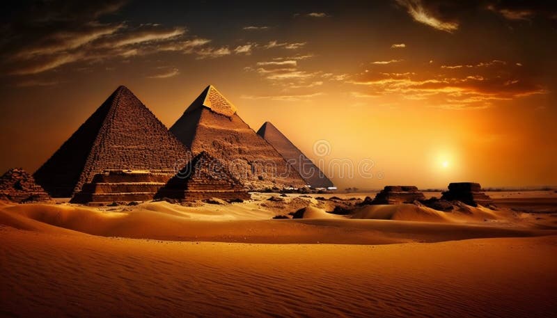 Egyptian Pyramids of Pharaoh. Generative AI Stock Illustration ...