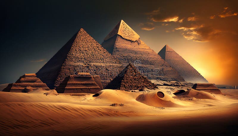 Egyptian Pyramids of Pharaoh. Generative AI Stock Illustration ...
