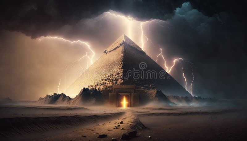 Egyptian Pyramids, Storm and Thunderstorm, Generative Ai Stock ...