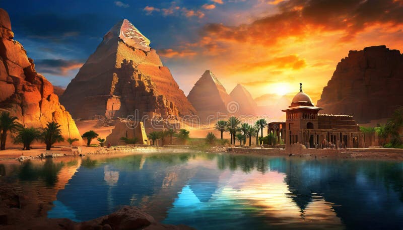 Egyptian pyramids stock illustration. Illustration of coast - 322282364