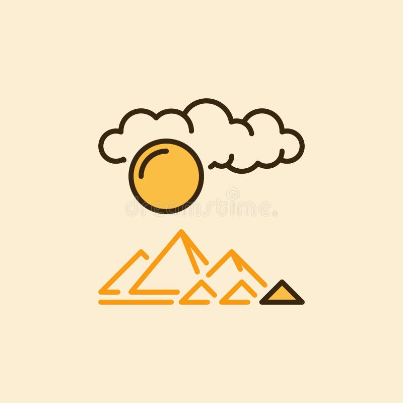 Egyptian Pyramids and Sun with Cloud Vector Egypt History Colored Icon ...